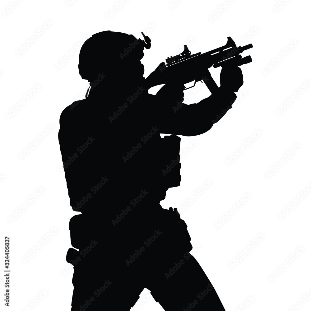 Commando special force with weapon silhouette vector Stock Vector ...