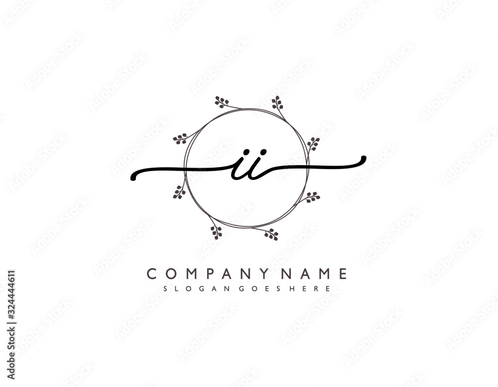 letter II minimalist feminine handwriting logo. vector design of ...