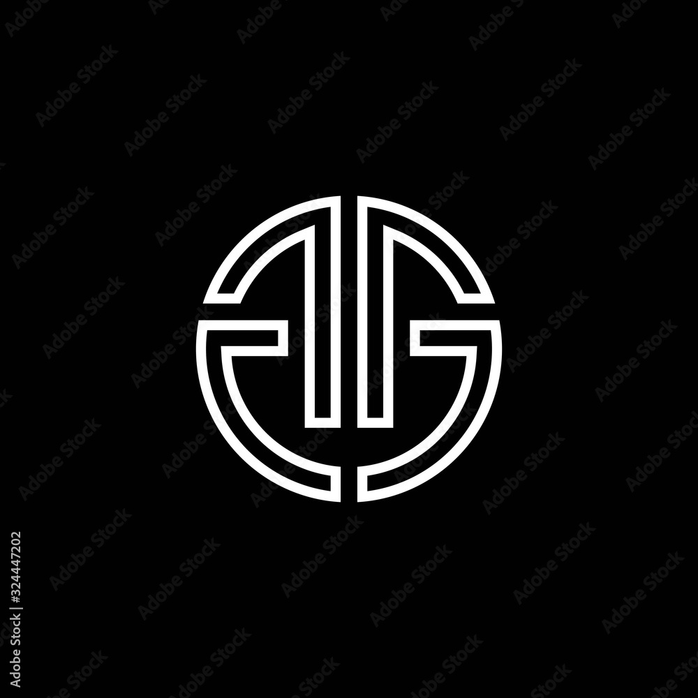 GG monogram logo circle ribbon style outline design template Stock ...