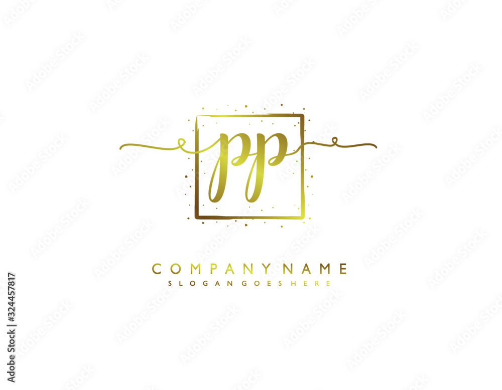 letter PP minimalist feminine handwriting logo. vector design of ...
