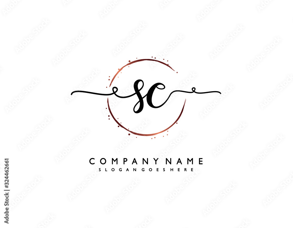 letter SC CS minimalist feminine handwriting logo. vector design of ...
