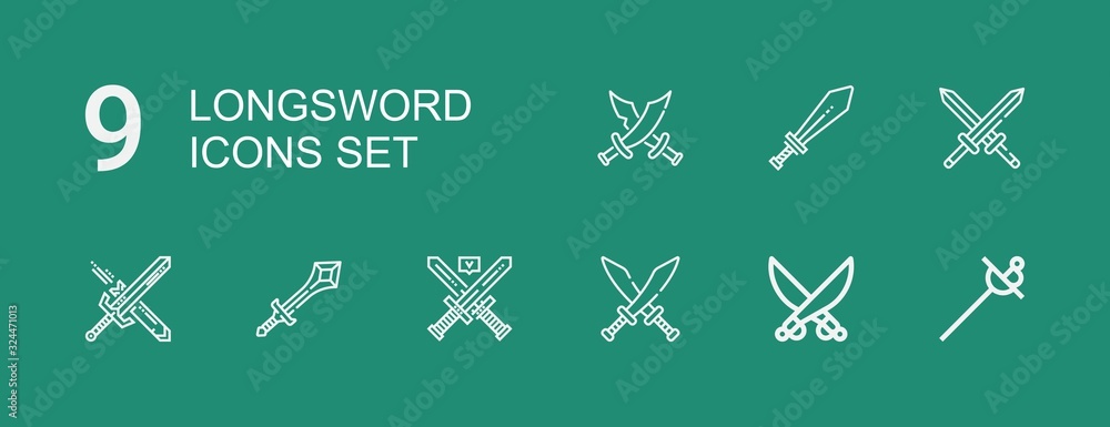 Editable 9 longsword icons for web and mobile Stock Vector | Adobe Stock