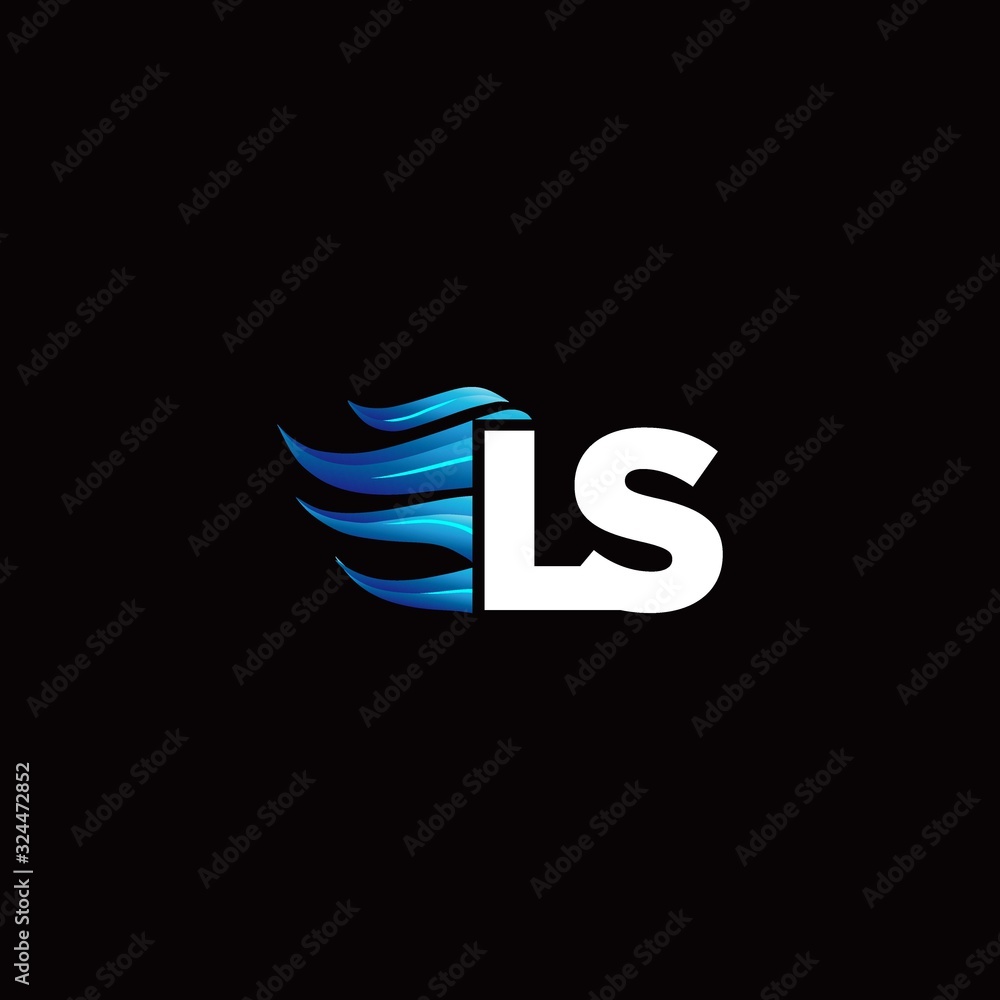 LS monogram logo with blue fire style design template Stock Vector ...