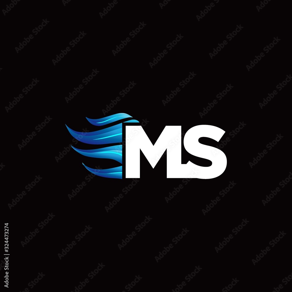 MS monogram logo with blue fire style design template Stock Vector ...