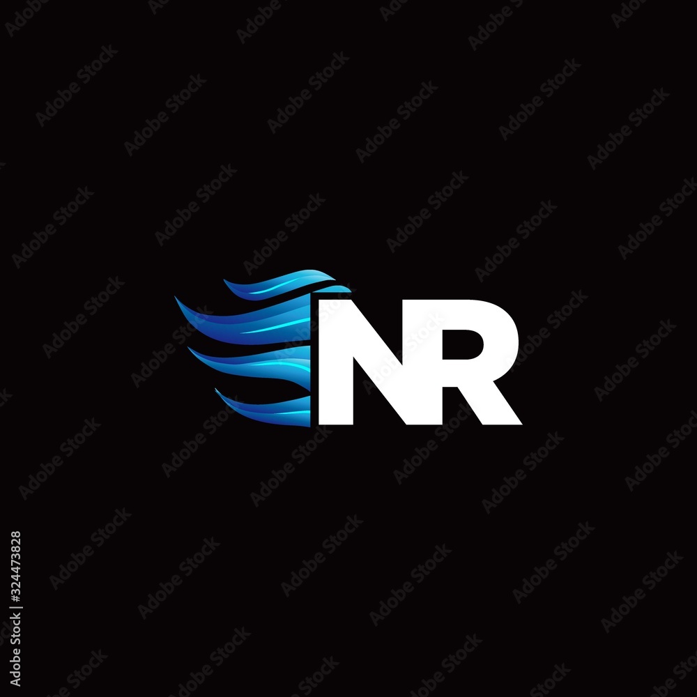 NR monogram logo with blue fire style design template Stock Vector ...