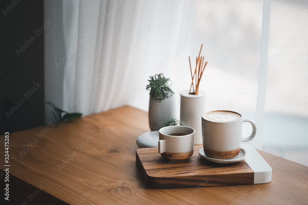 cup of hot coffee and tea Stock Photo | Adobe Stock