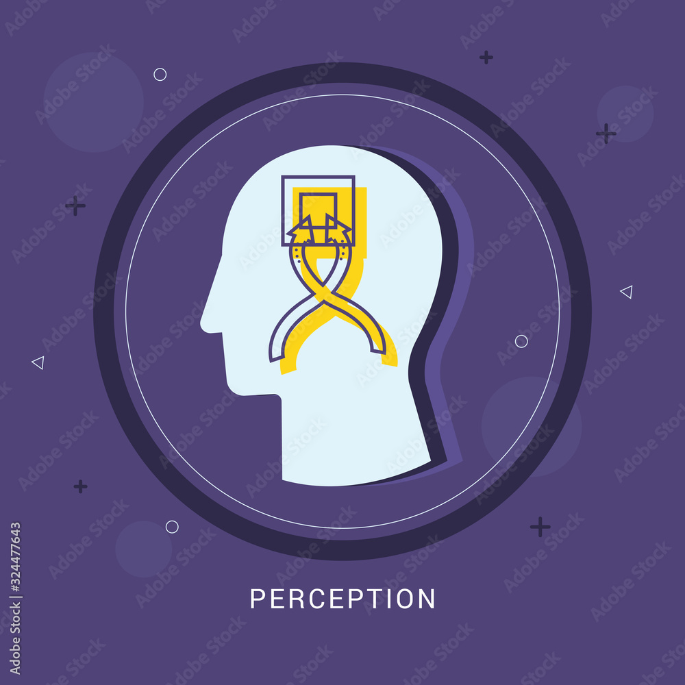 Perception icon concept with human head Stock Vector | Adobe Stock