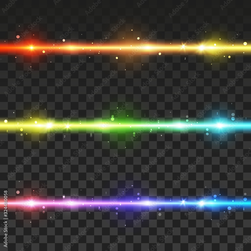 Set of bright neon horizontal lines with transparent effects - vector ...