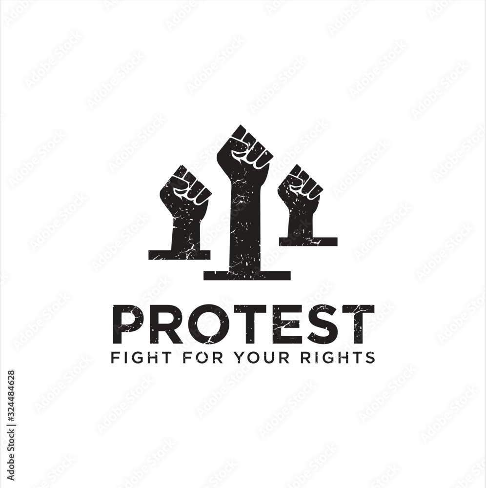 Hand Fist Protest Logo Design Revolution Raised Fist Logo Vector Design ...