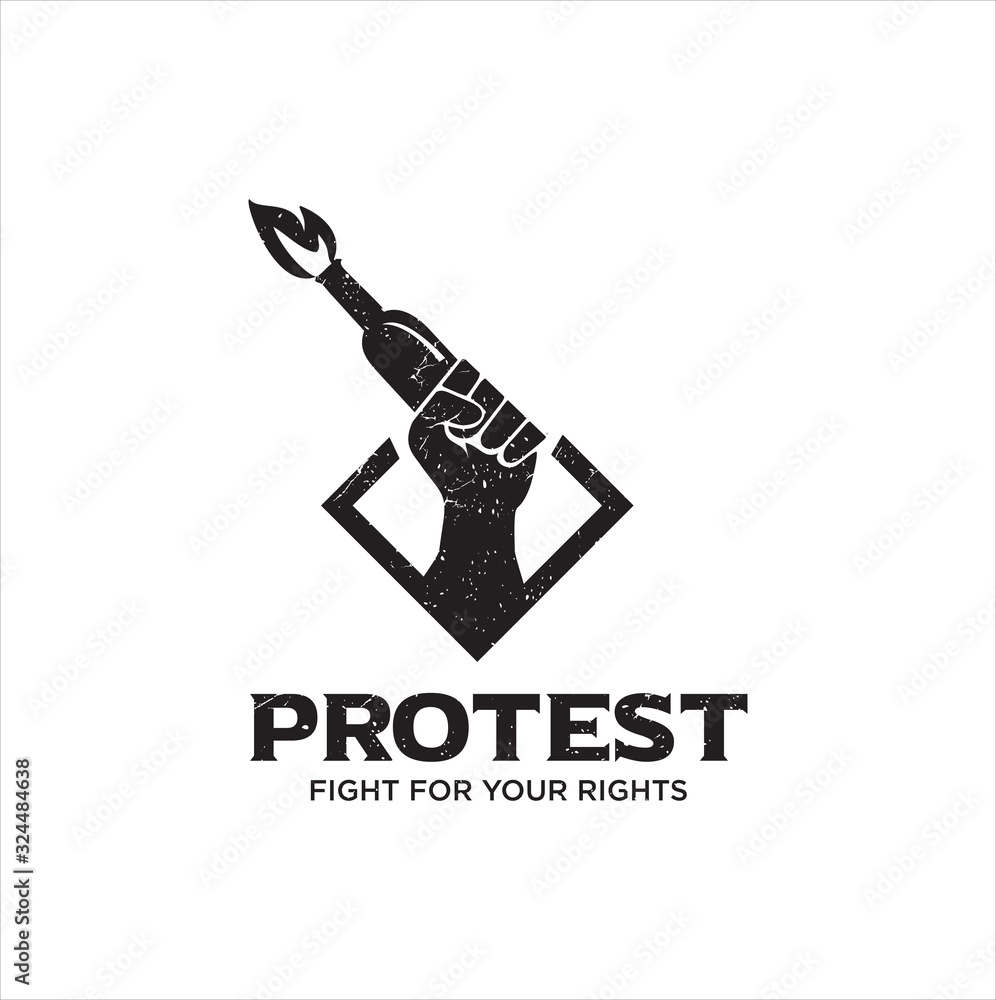 Protest Logo Design Vector Stock . Protest logo . Revolution Raised ...