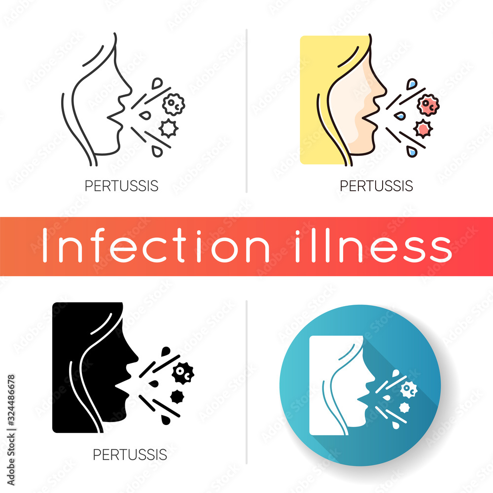 Pertussis icon. Linear black and RGB color styles. Respiratory ...