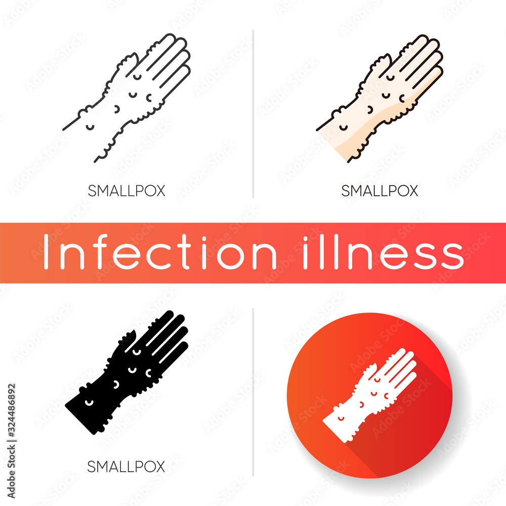 Smallpox icon. Linear black and RGB color styles. Contagious ...