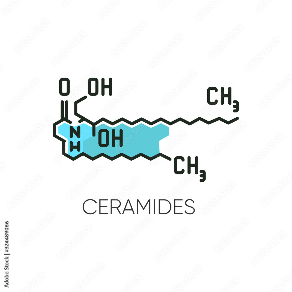 Ceramide RGB color icon. Chemical skeletal structure. Scientific ...