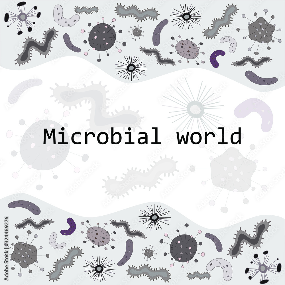 Seamless pattern illustration of bacteria, viruses, microbe and germs ...