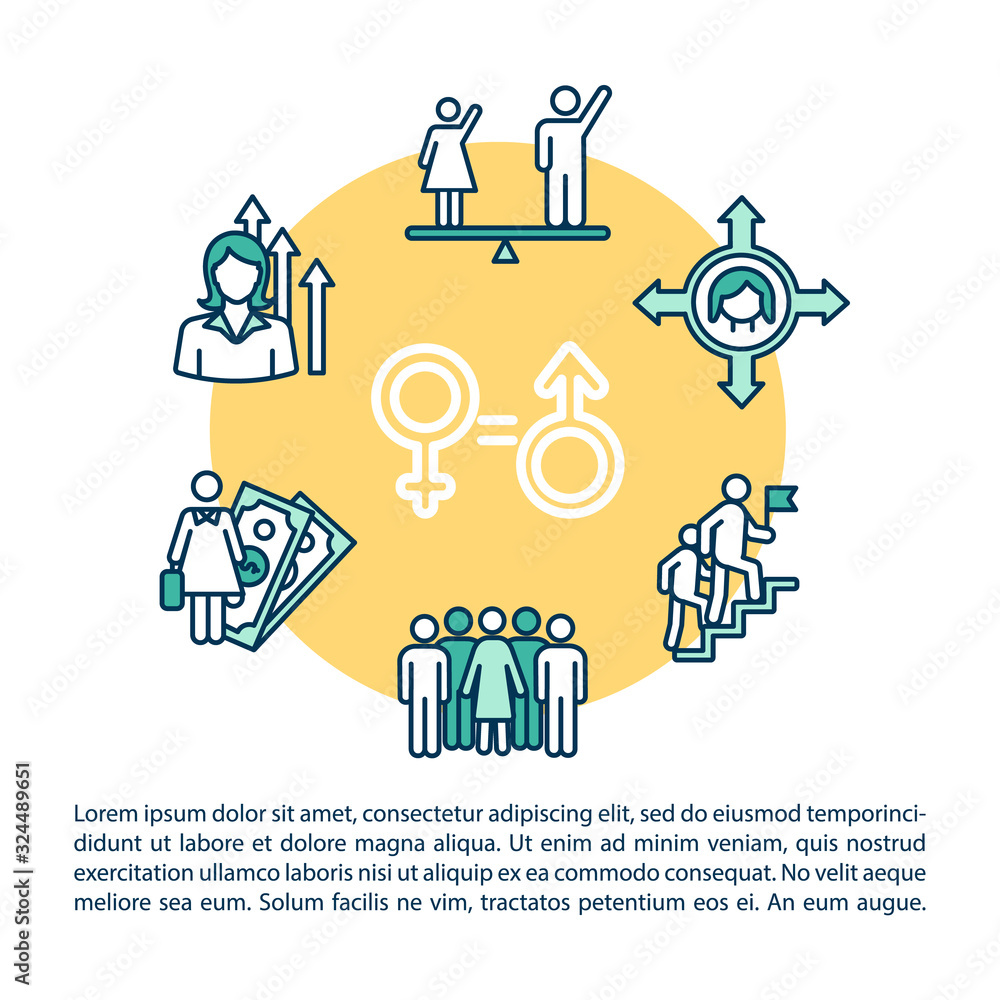 Workplace equality concept icon with text. Women and men job wages gap ...