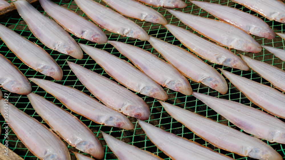 Dried fishes for Korean grilled foods at fish market Stock Photo ...