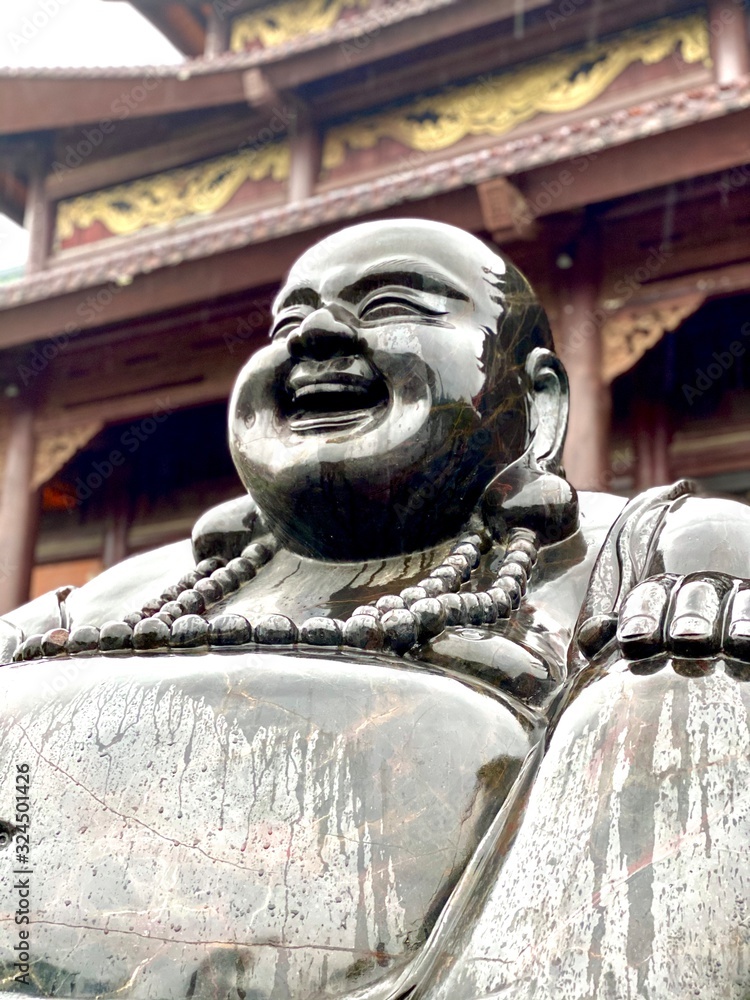 funny buddha face for meme, laughing and cheerful statue Stock Photo ...