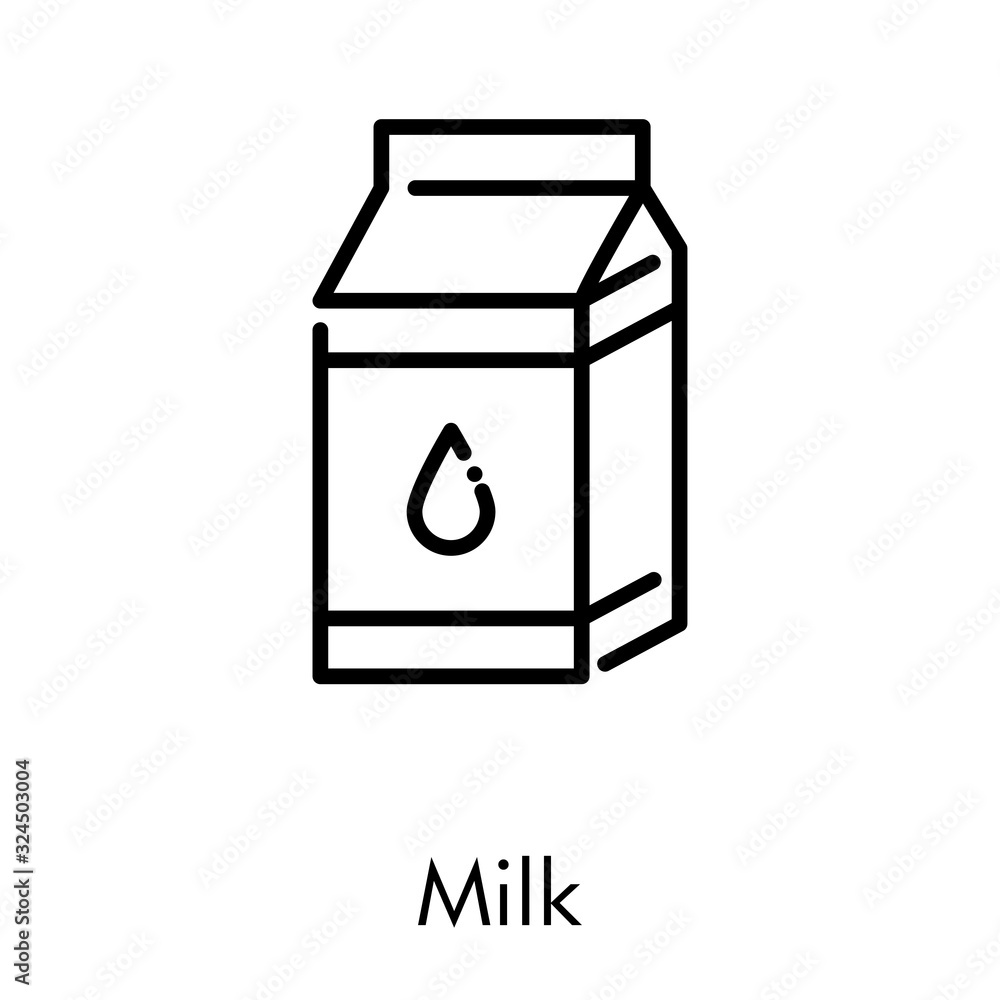 Icono Plano Lineal Caja De Cartón De Leche En Color Negro Stock Vector