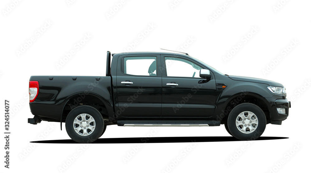 black pick up on a white background Stock Photo | Adobe Stock
