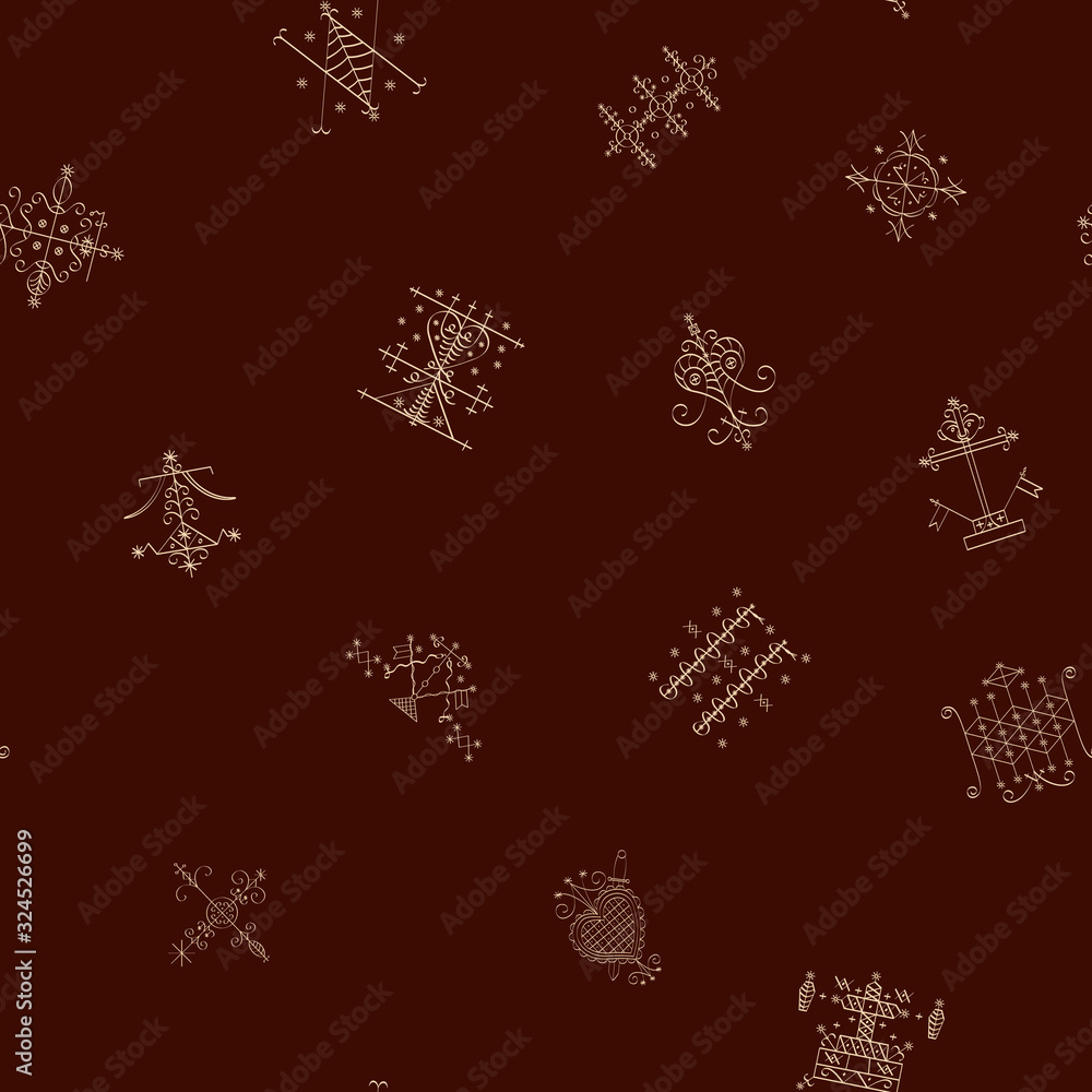 Seamless pattern with veve voodoo symbols Stock Vector | Adobe Stock