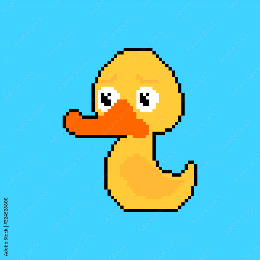 Rubber duck pixel art. Toy 8 bit. Pixelate vector illustration Stock ...