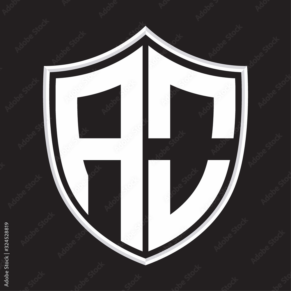 AO Logo monogram with shield shape isolated on outline design template ...