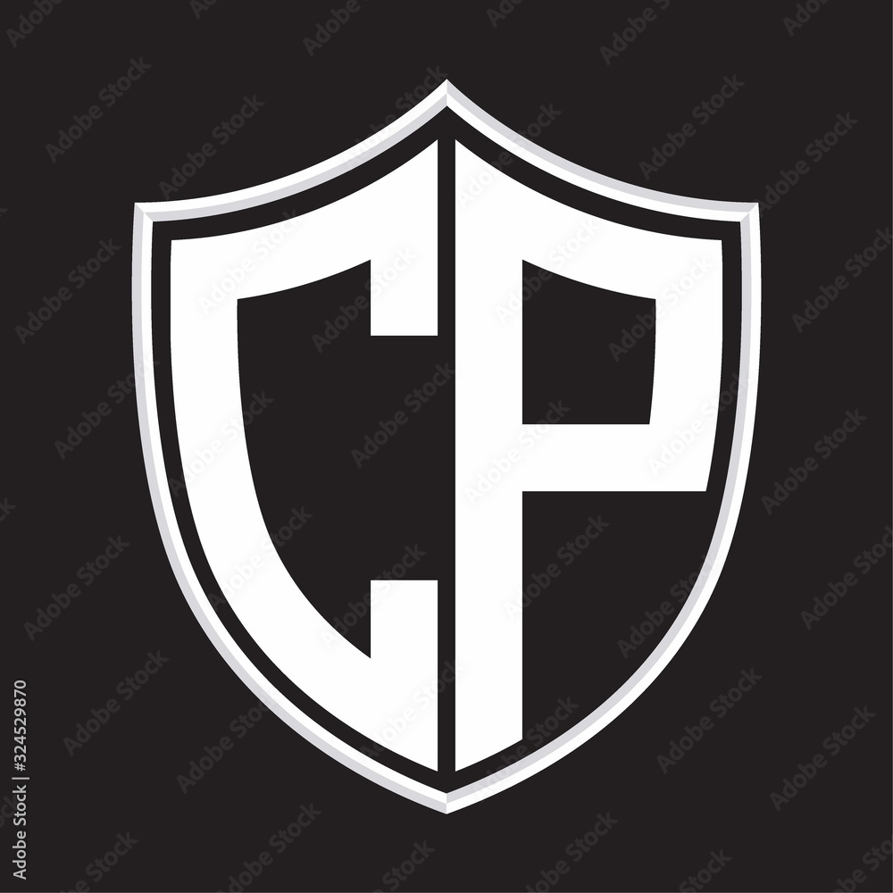 CP Logo monogram with shield shape isolated on outline design template ...