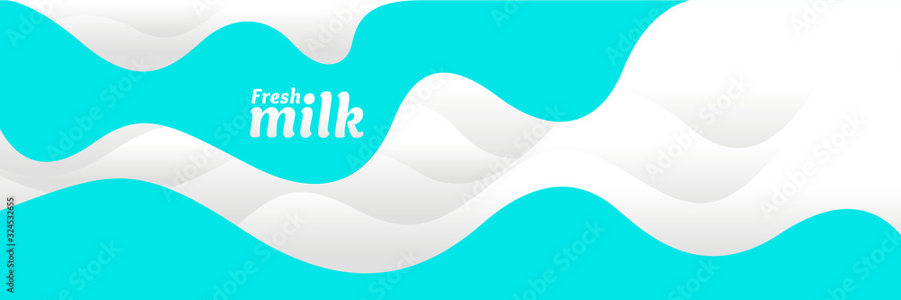 Modern poster fresh milk with splashes on a light blue background ...