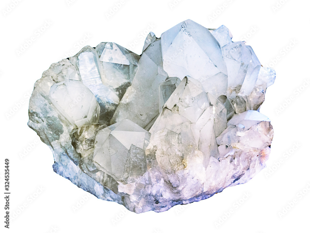 Himalayan clear quartz cluster with hematite inclusions isolated on ...