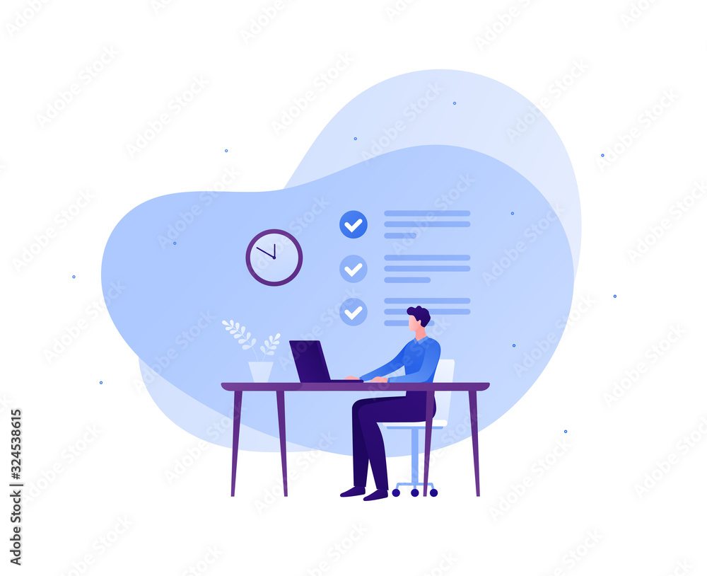 Business office work and task management concept. Vector flat person ...