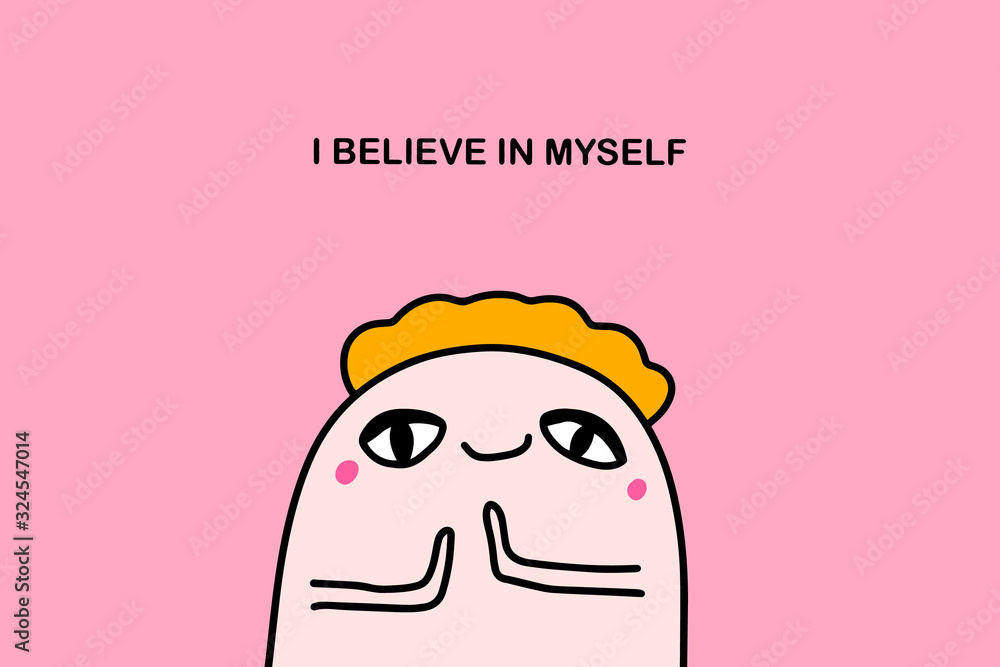 Affirmation i believe in myself hand drawn vector illustration in ...