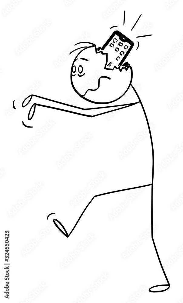 Vector cartoon stick figure drawing conceptual illustration zombie ...