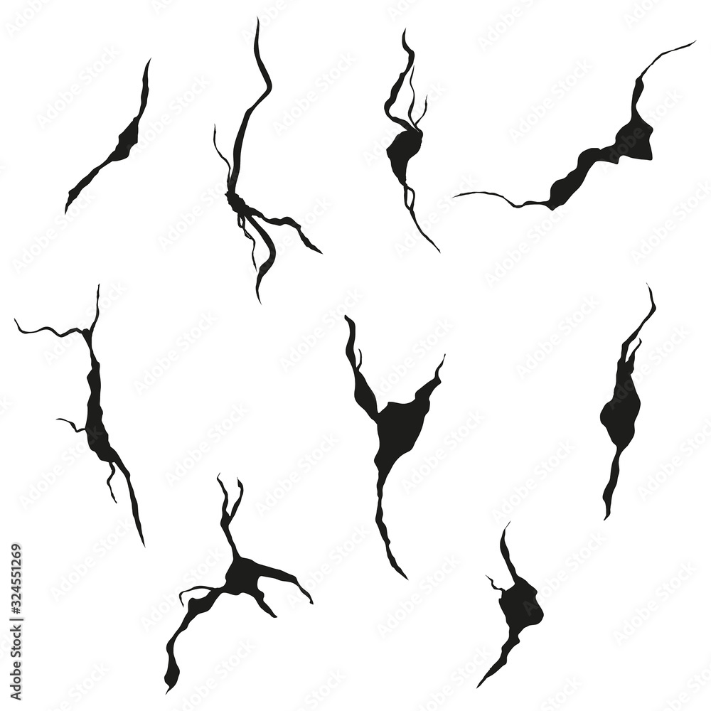 Crack on the surface of the earth, fracture texture. The rupture vector ...