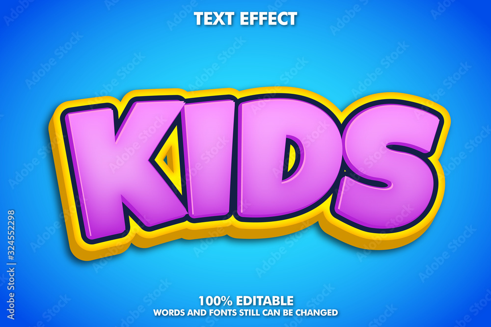 Cute cartoon text effect, modern cartoon title Stock Vector | Adobe Stock