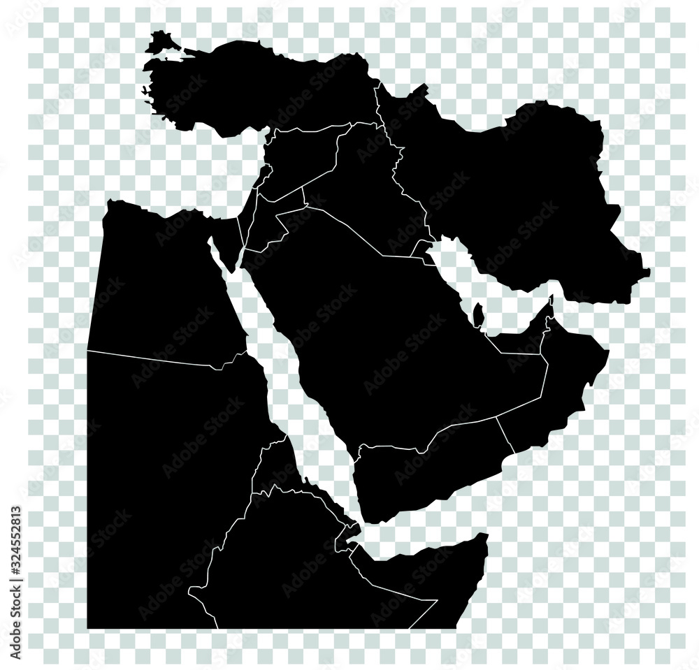 Middle-east political map vector on white background. Stock Vector ...