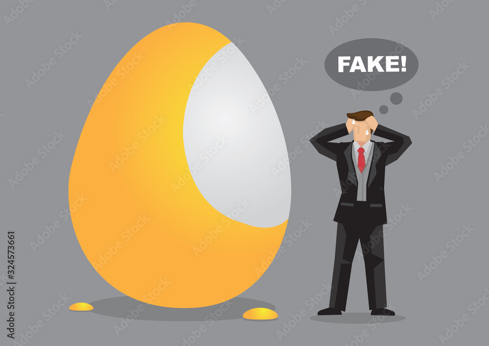 Cartoon Man Scammed with Fake Golden Egg Cartoon Vector Illustration ...