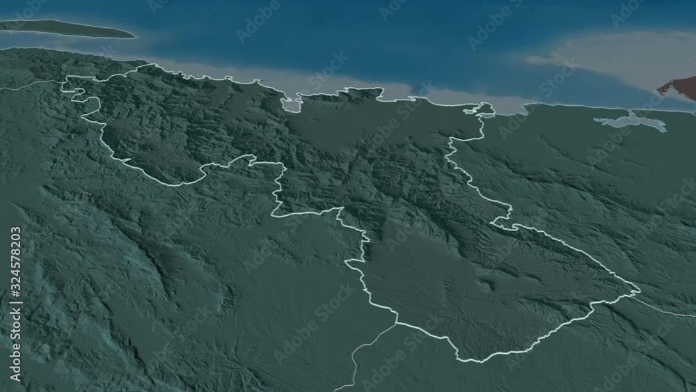 Nord, department with its capital, zoomed and extruded on the ...