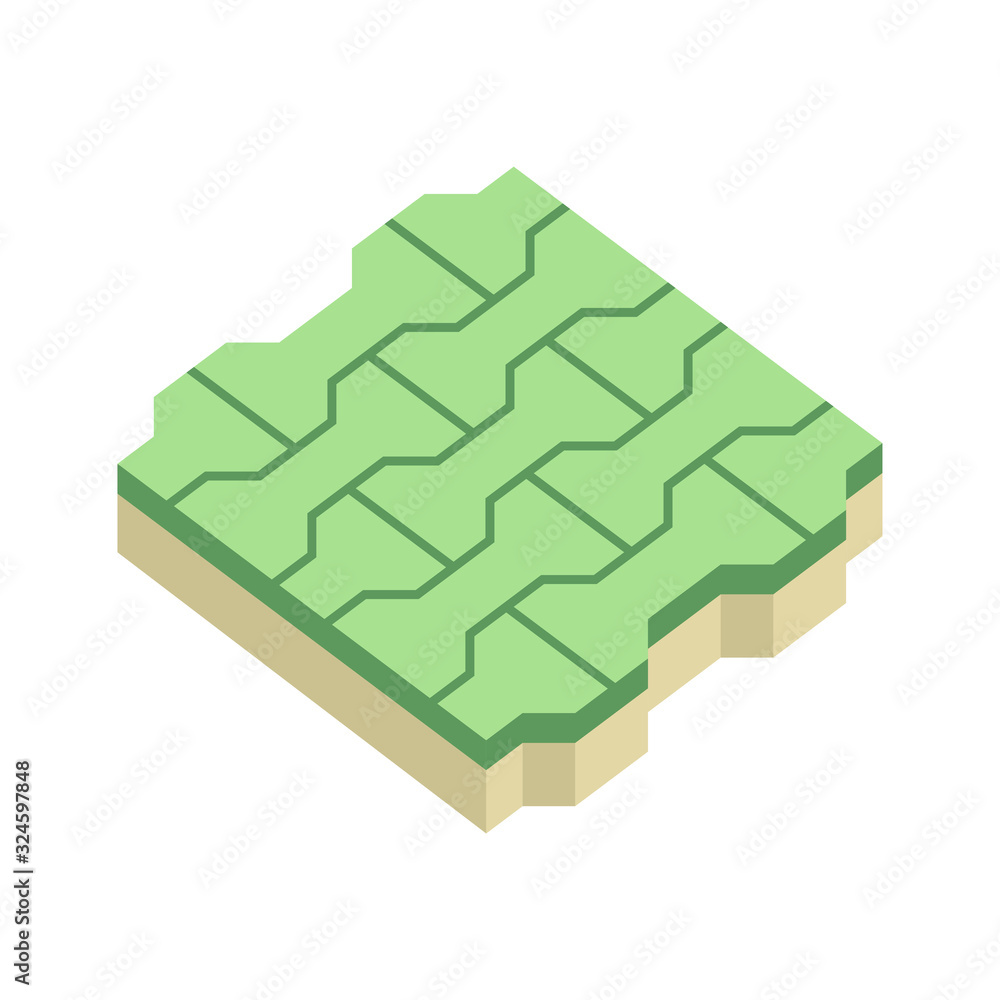 Interlocking concrete paver icon. For construction and lay on ground to ...
