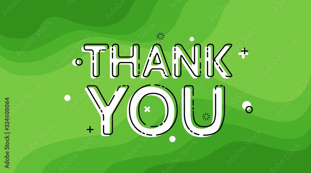 thank you. Vector Illustration. Green background. Layout for prints ...