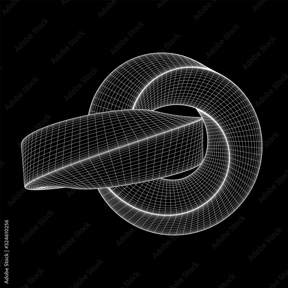 Mobius strip ring knot sacred geometry. Spatial figure with upturned ...