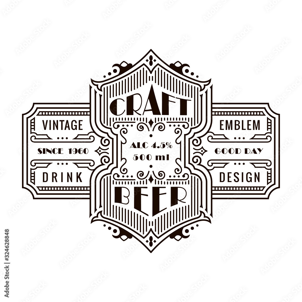 Vintage beer frame and label. Craft premium logo. Design emblem on ...