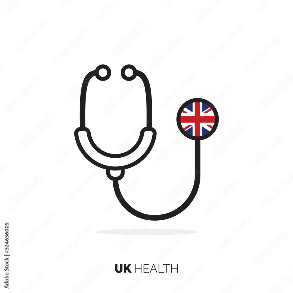 UK healthcare concept. Medical stethoscope with country flag Stock ...