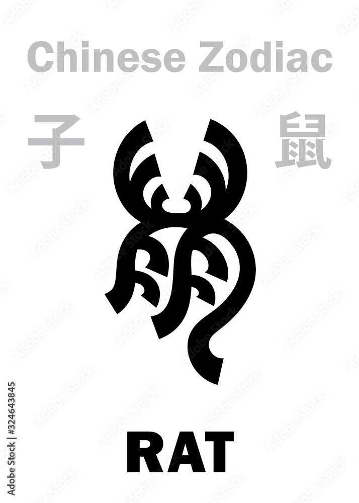 Astrology Alphabet: RAT / MOUSE [鼠] sign of Chinese Zodiac. Chinese ...