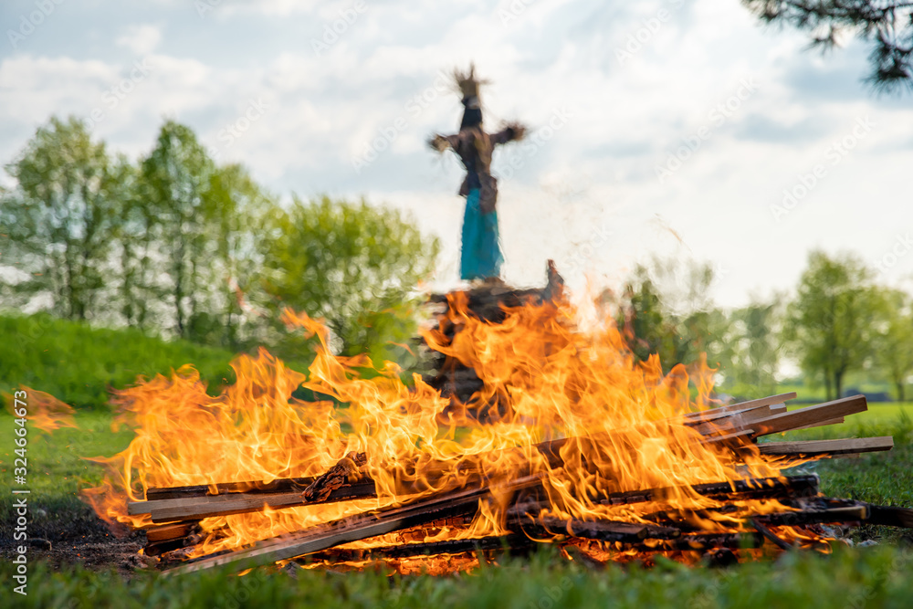 burning of witches according to tradition on Walpurgis Night. public ...