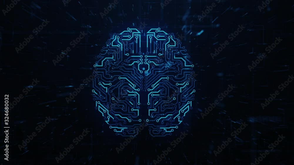 Artificial intelligence (AI) Digital brain,brain animation, data mining ...