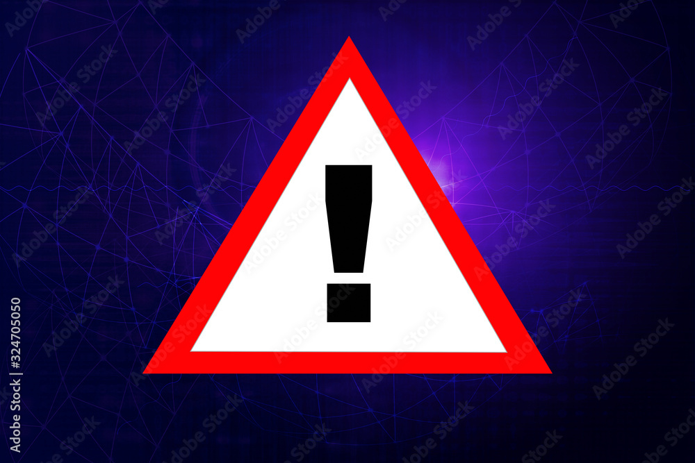 dark blue technological background on the display and the STOP sign ...