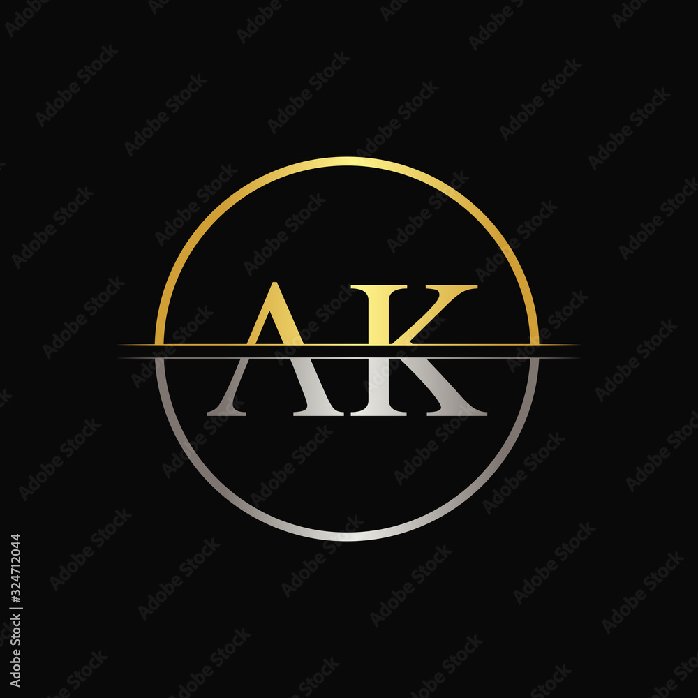 Initial Circle AK Letter With Modern Typography Vector Template ...