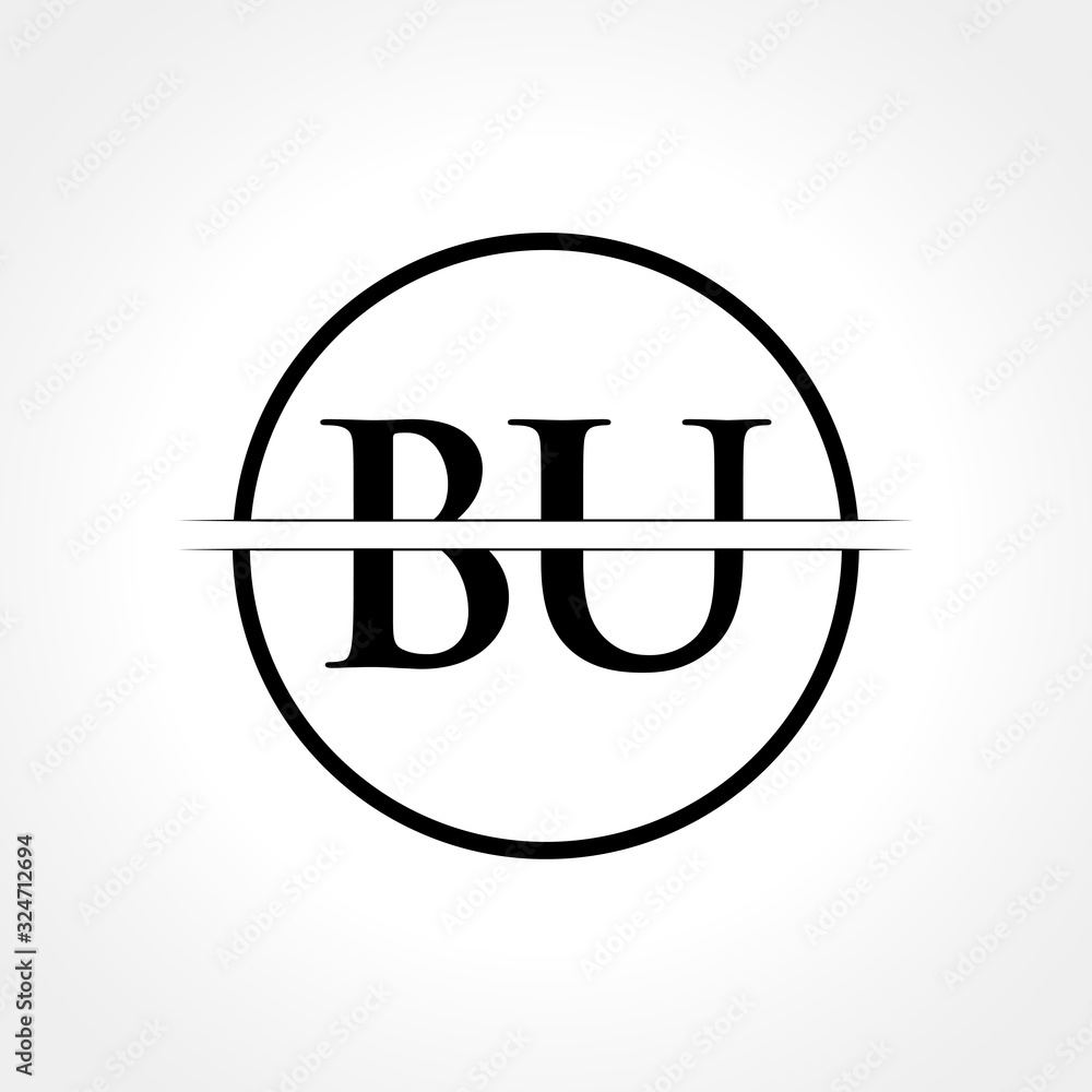 Initial Black Letter BU Logo With Creative Circle Typography Vector ...