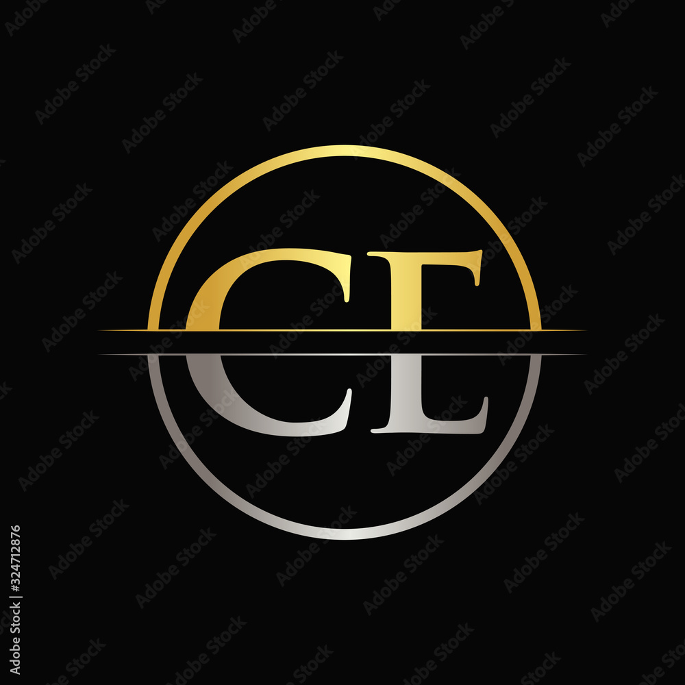 Initial Gold and Silver Color CE Letter Logo Typography Vector Template ...