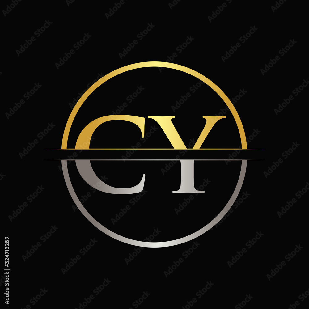Initial Gold and Silver Color CY Letter Logo Typography Vector Template ...